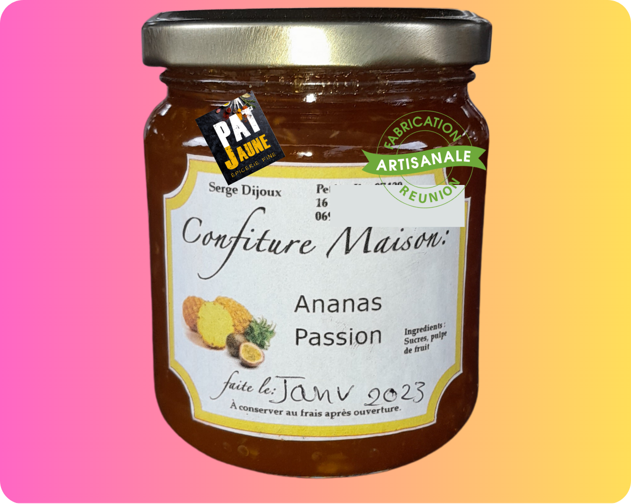 Confiture d'Ananas Victoria et de fruit de la passion - patjaune